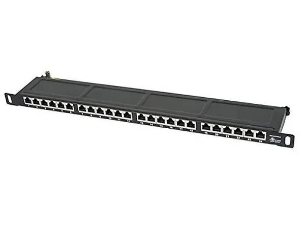 24-Port CAT6A Half-U Shielded Patch Panel | Monoprice 10039