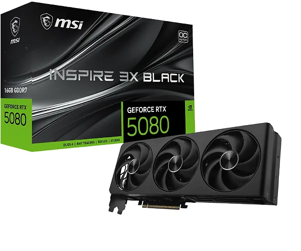 G5080-16I3CB - Msi RTX 5080 16G INSPIRE 3X OC BLK | Aztek Computers